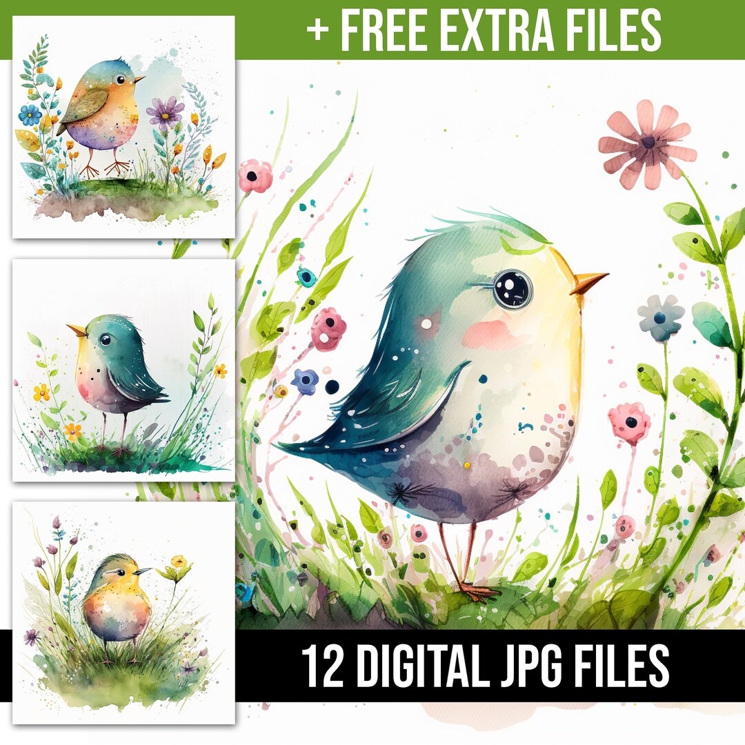 Spring Clip Art, Bird Jpg, Floral Clip Art, Watercolor Birds Clip Art ...