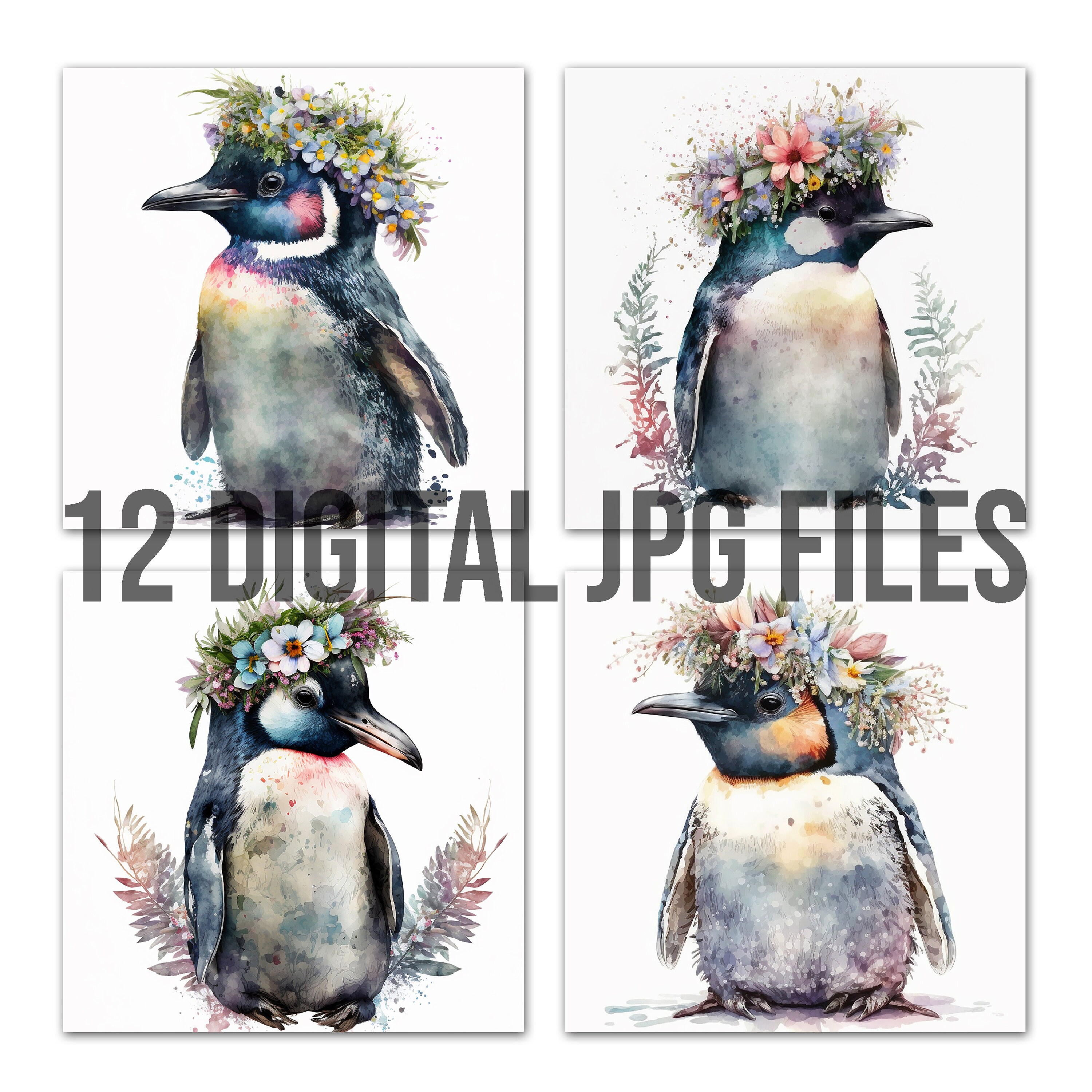 Watercolor Penguin Clip Art, Cute Penguins Clip Art Set, Digital ...