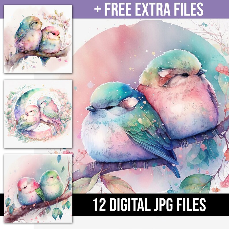 Birds Clip Art, Birds Clipart, Nursery Art, Spring Clipart, Instant ...