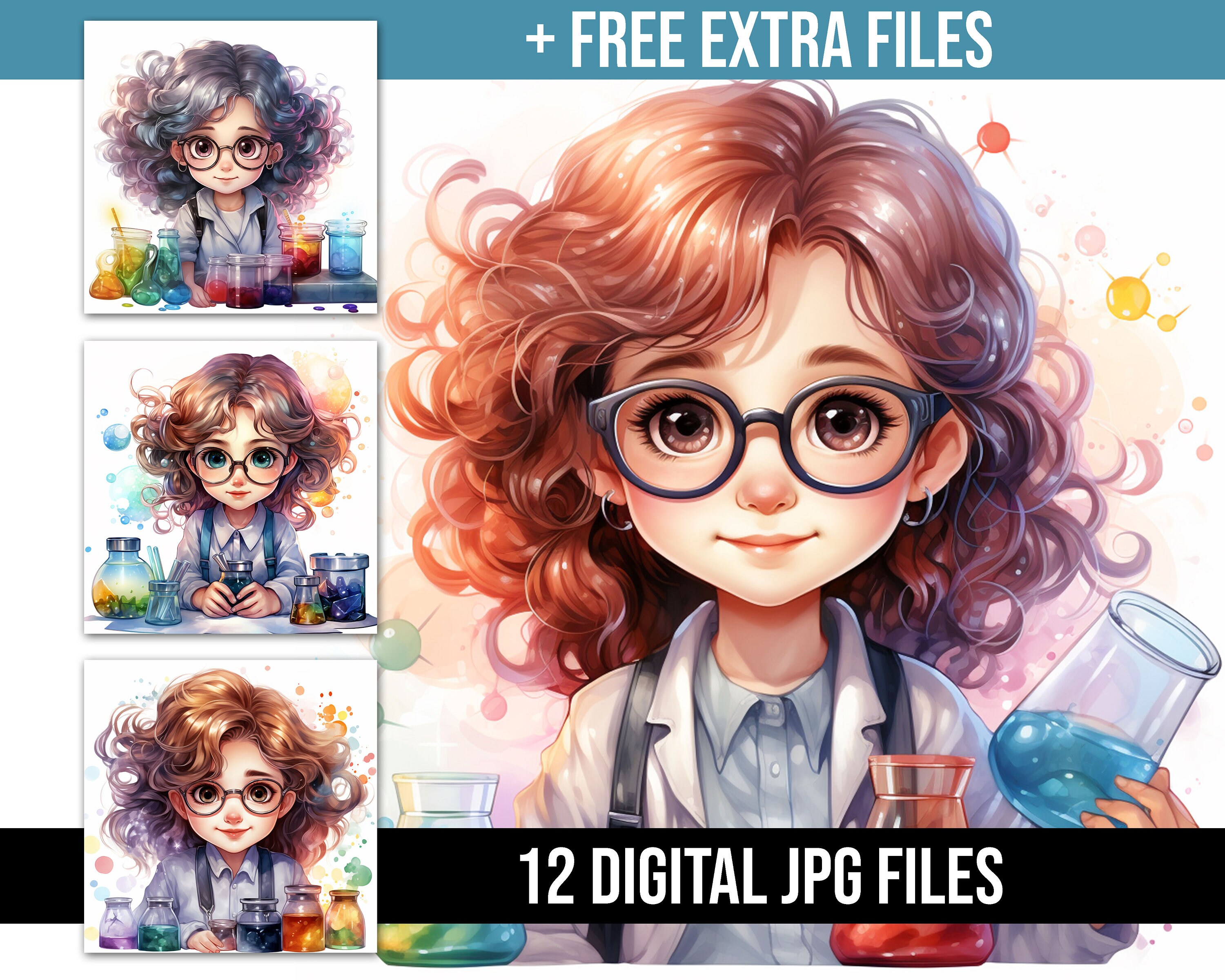 Printable Girl Scientist Art, Science Classroom Decor, Instant Download ...