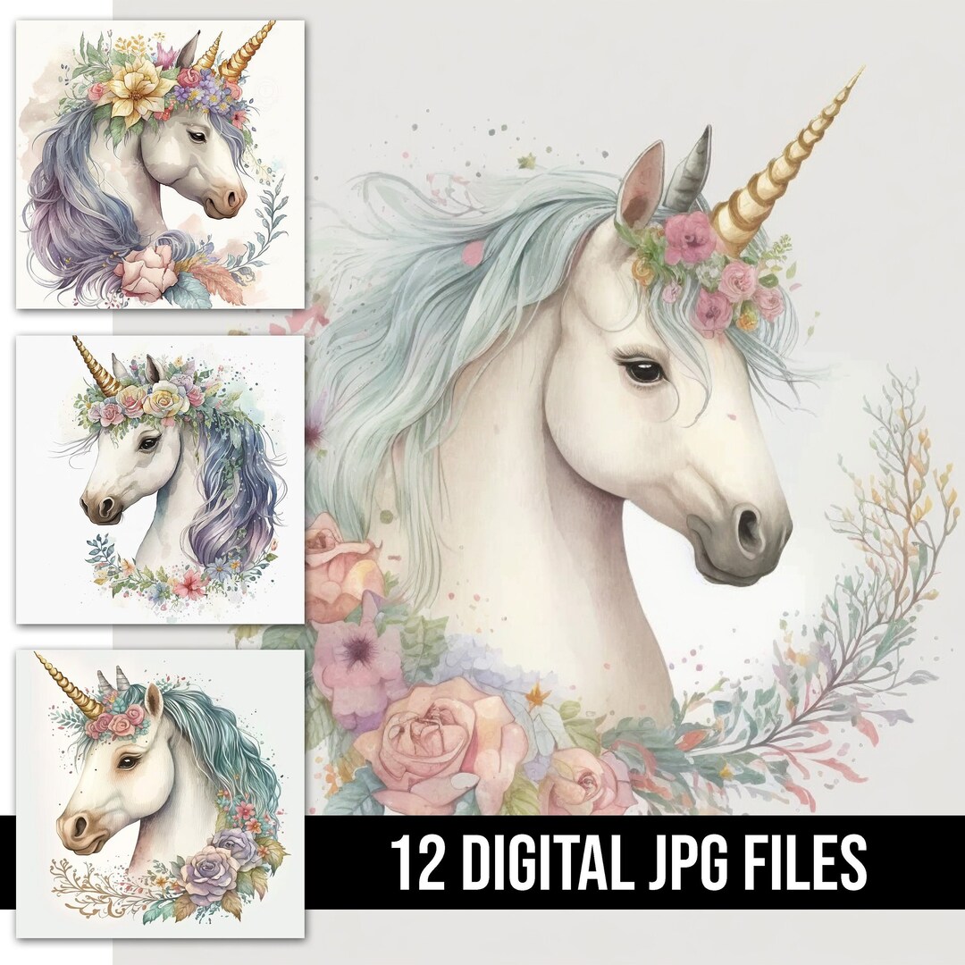 Watercolor Unicorn Illustration Bundle Collection High Quality Unicorn ...