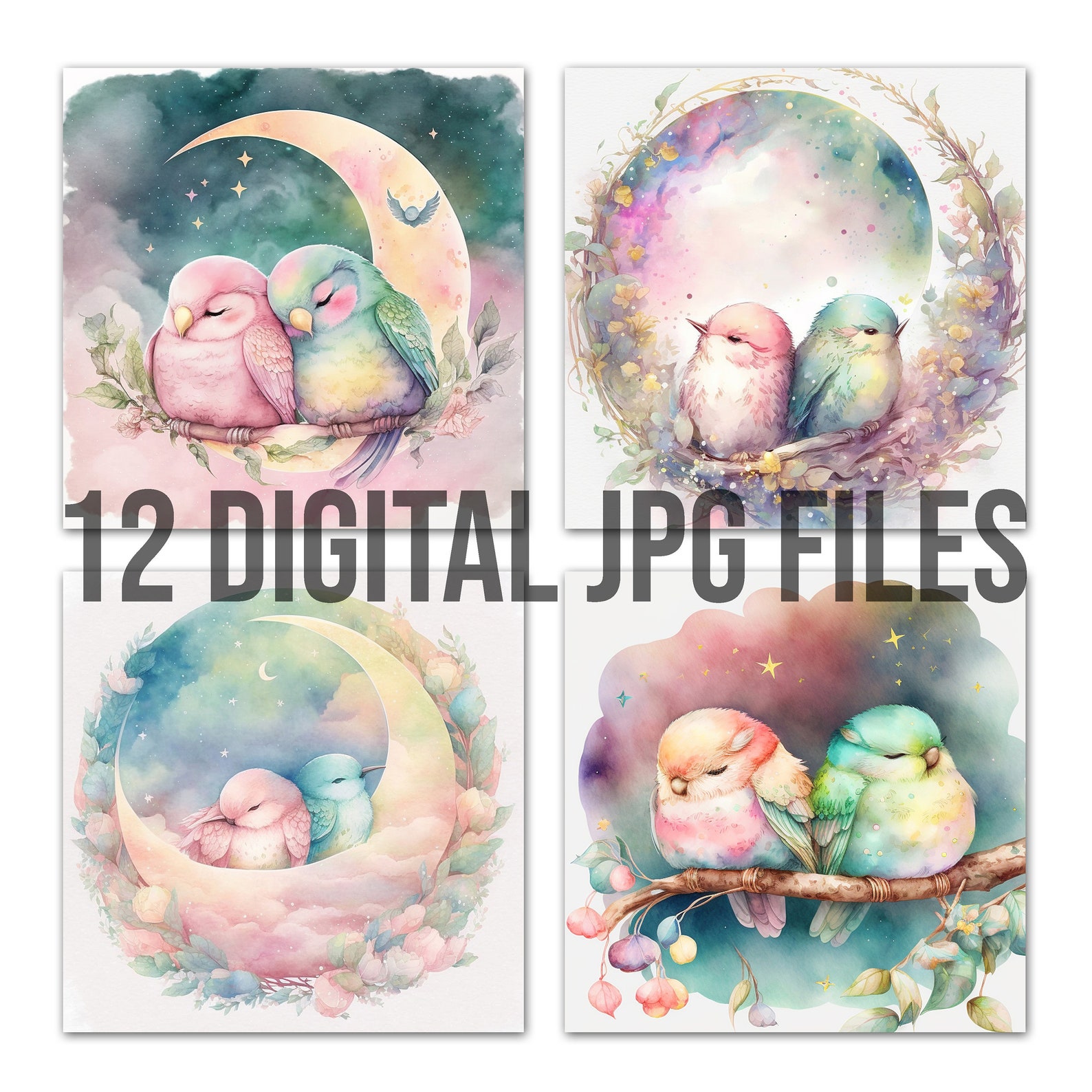 Birds Clip Art, Birds Clipart, Nursery Art, Spring Clipart, Instant ...