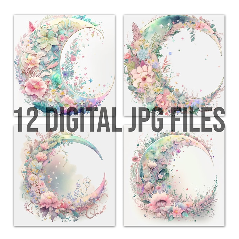 Celestial Clip Art, Moon Clip Art, Instant Download, Boho Moon ...