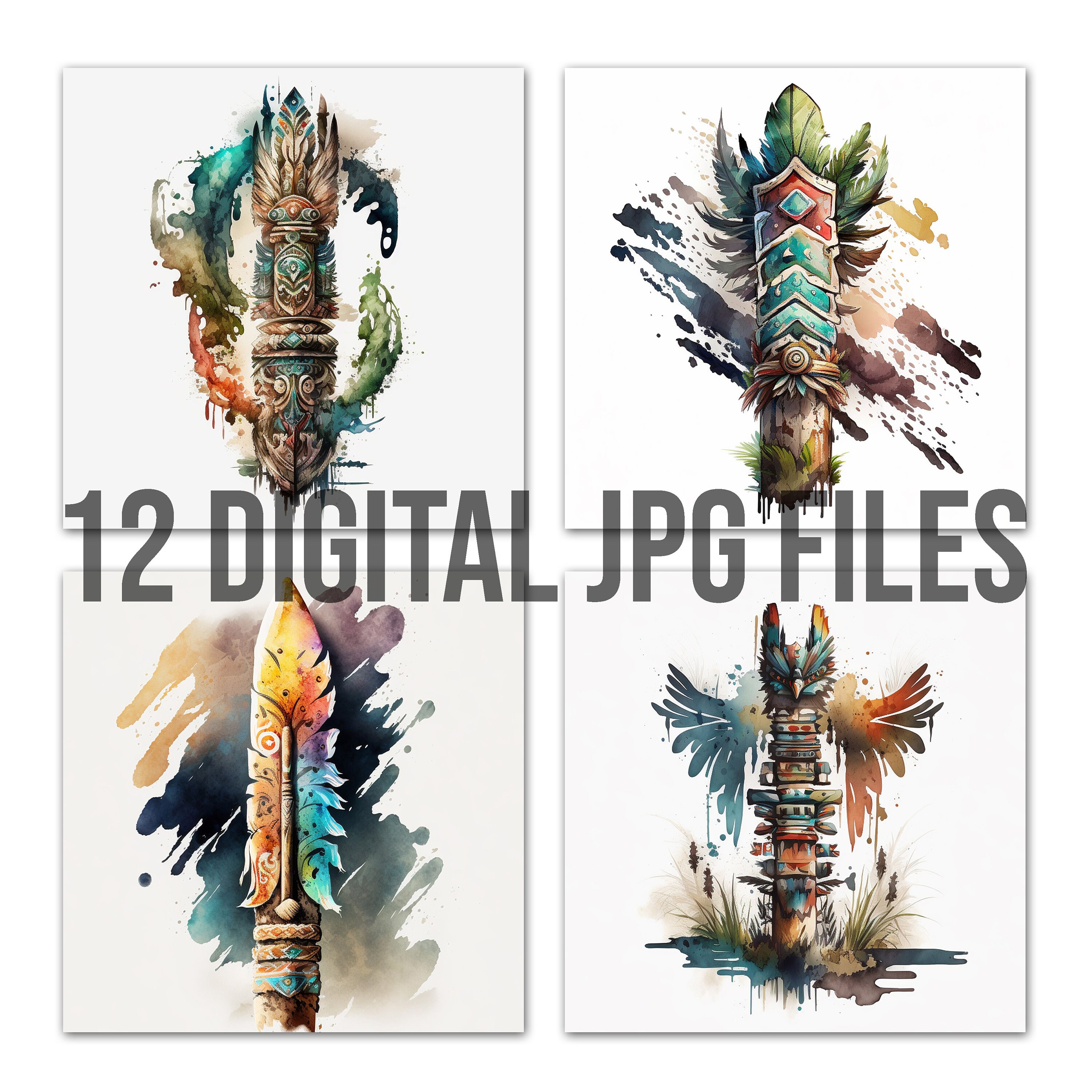 Watercolor Totem Illustration Collection High Quality Totem Art for ...