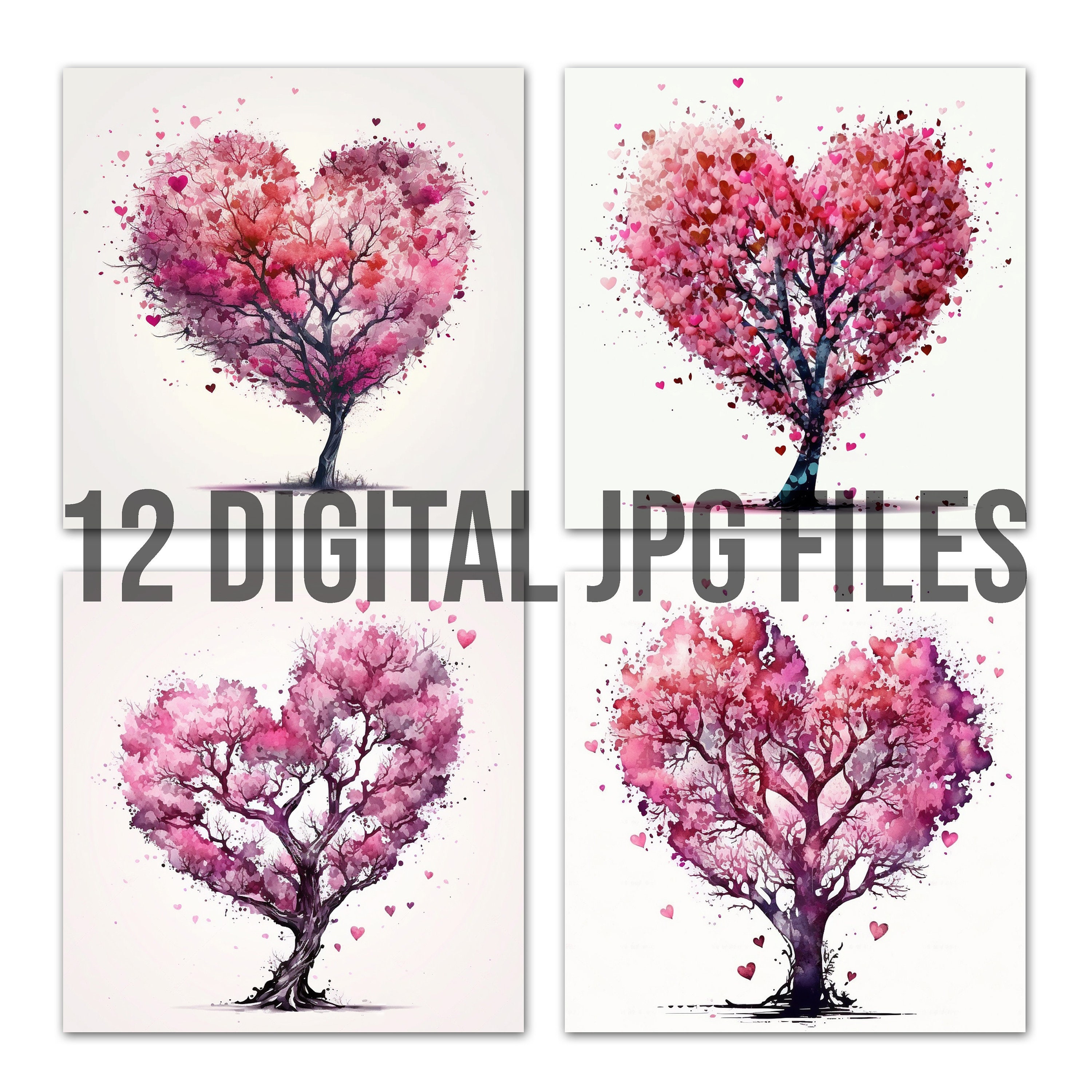 Watercolor Love Tree Illustration Bundle Collection High Quality Love ...