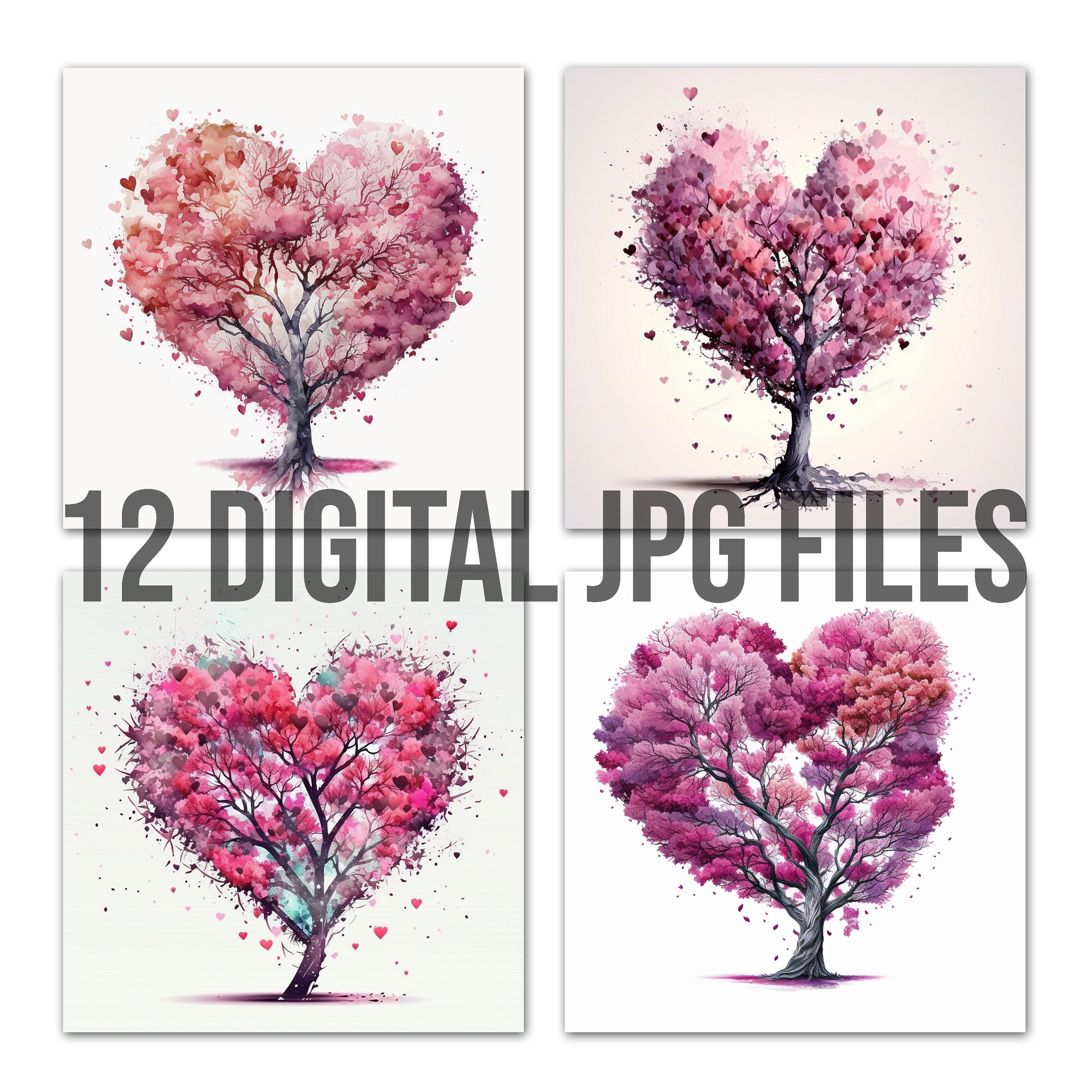 Watercolor Love Tree Illustration Bundle Collection High Quality Love ...