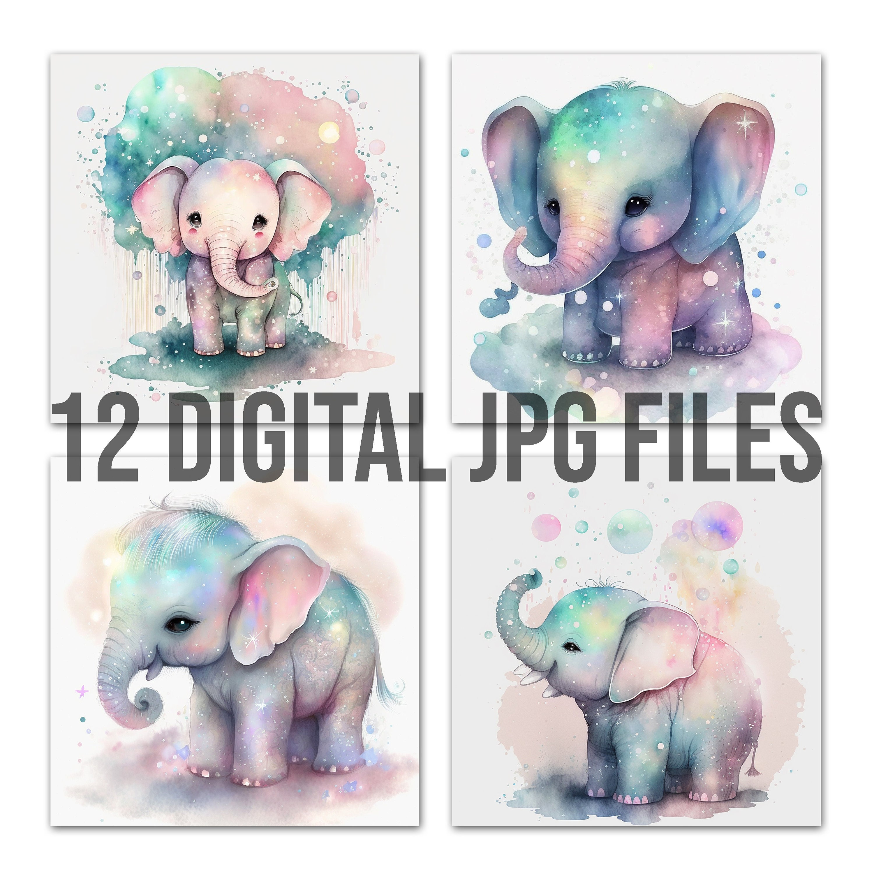 Baby Elephant Clipart, Cute Elephant, Watercolor Elephants Clipart ...