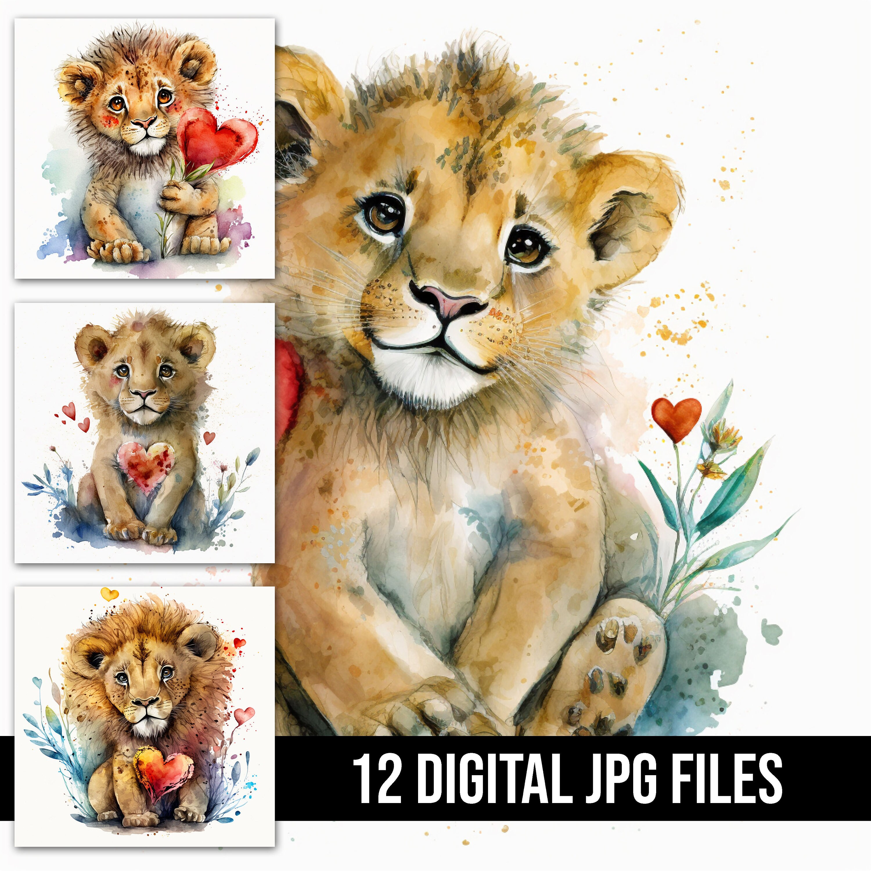 Baby Lion Clip Art, Paper Crafting, Baby Shower, Nursery Art, Lion Art ...