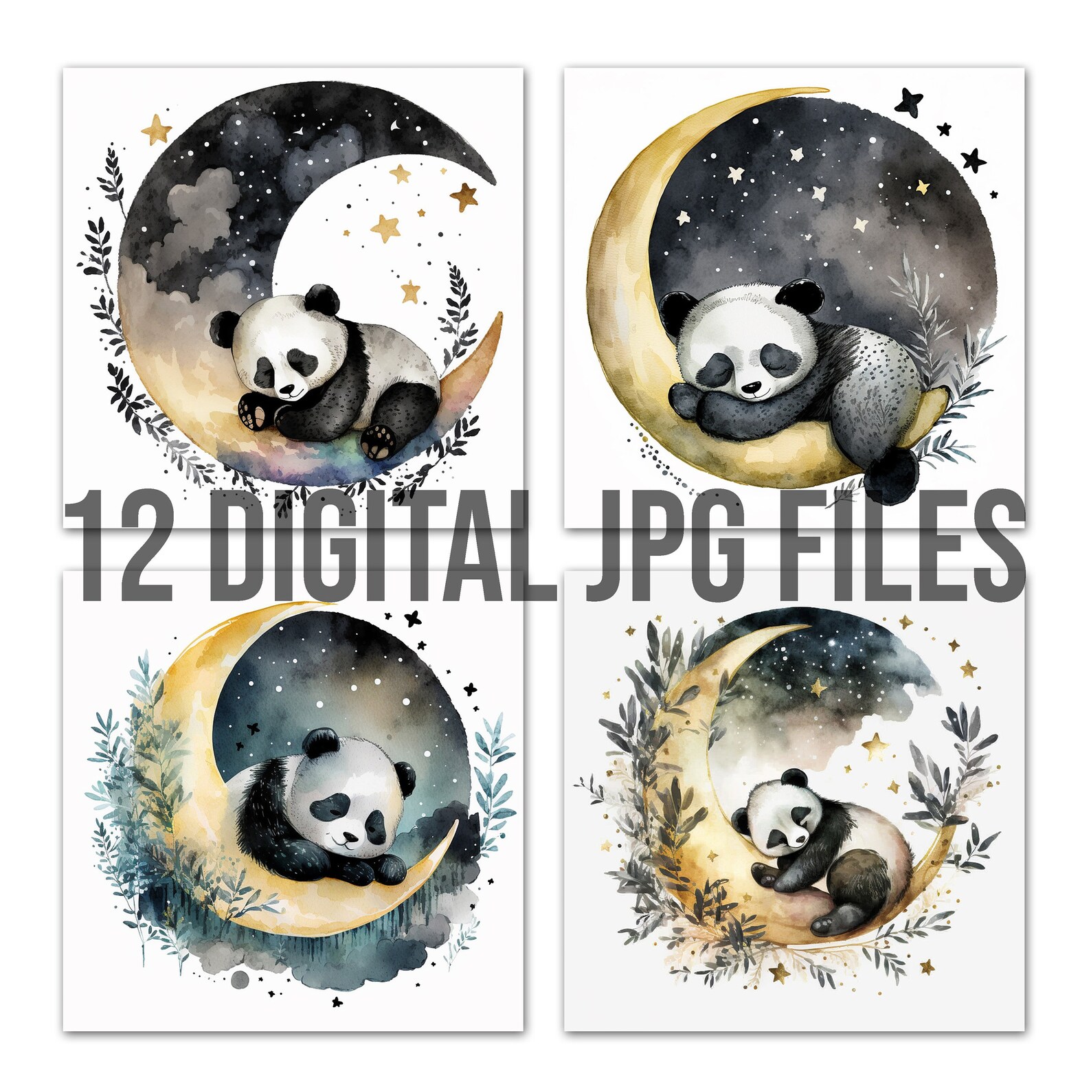 Baby Panda Clip Art, Watercolor Panda Clip Art, Cute Panda Clip Art ...