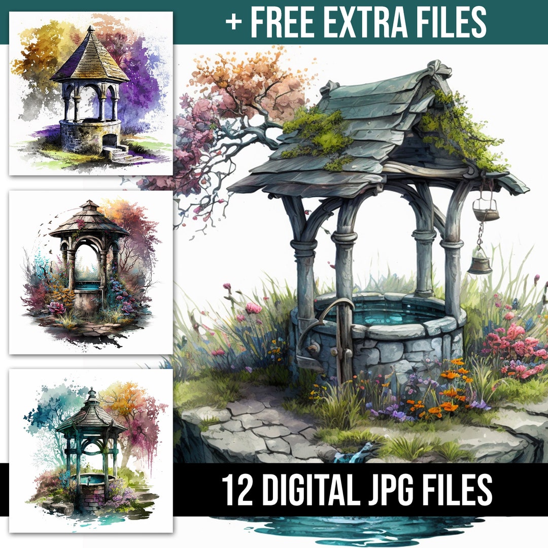 Watercolor Wishing Well Illustration Collection High Quality Wishing ...