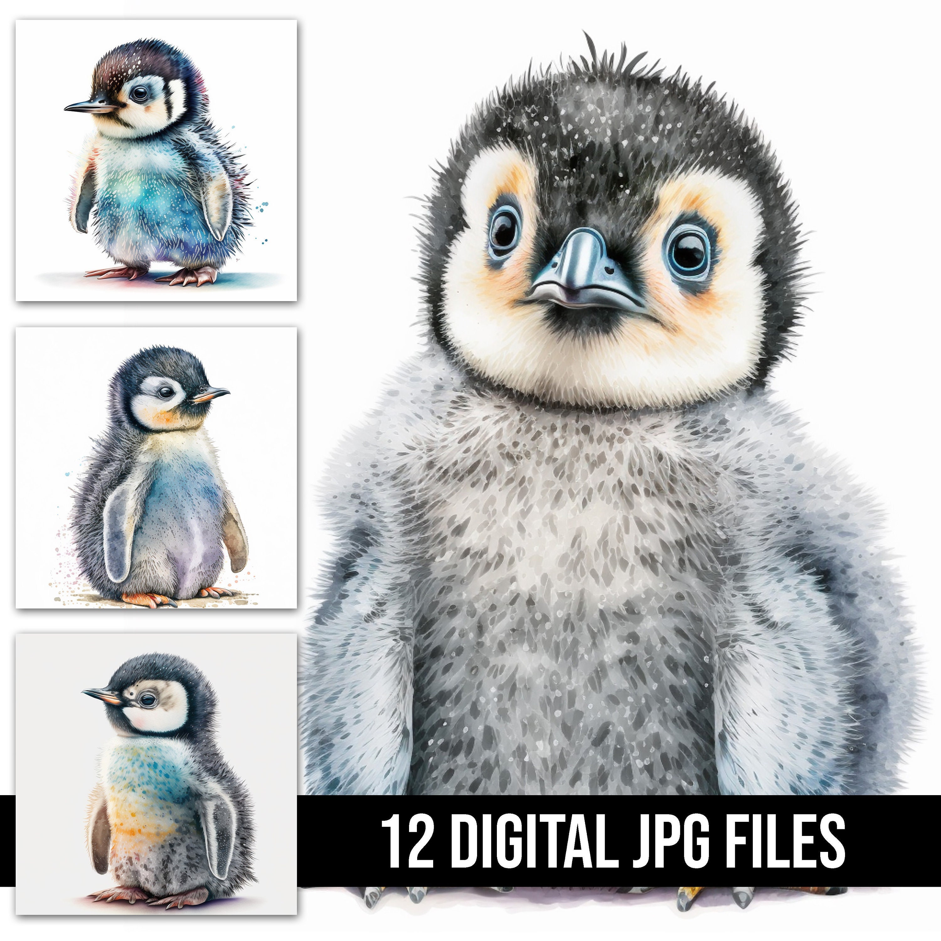 Watercolor Baby Penguin Illustration Bundle Collection High Quality ...