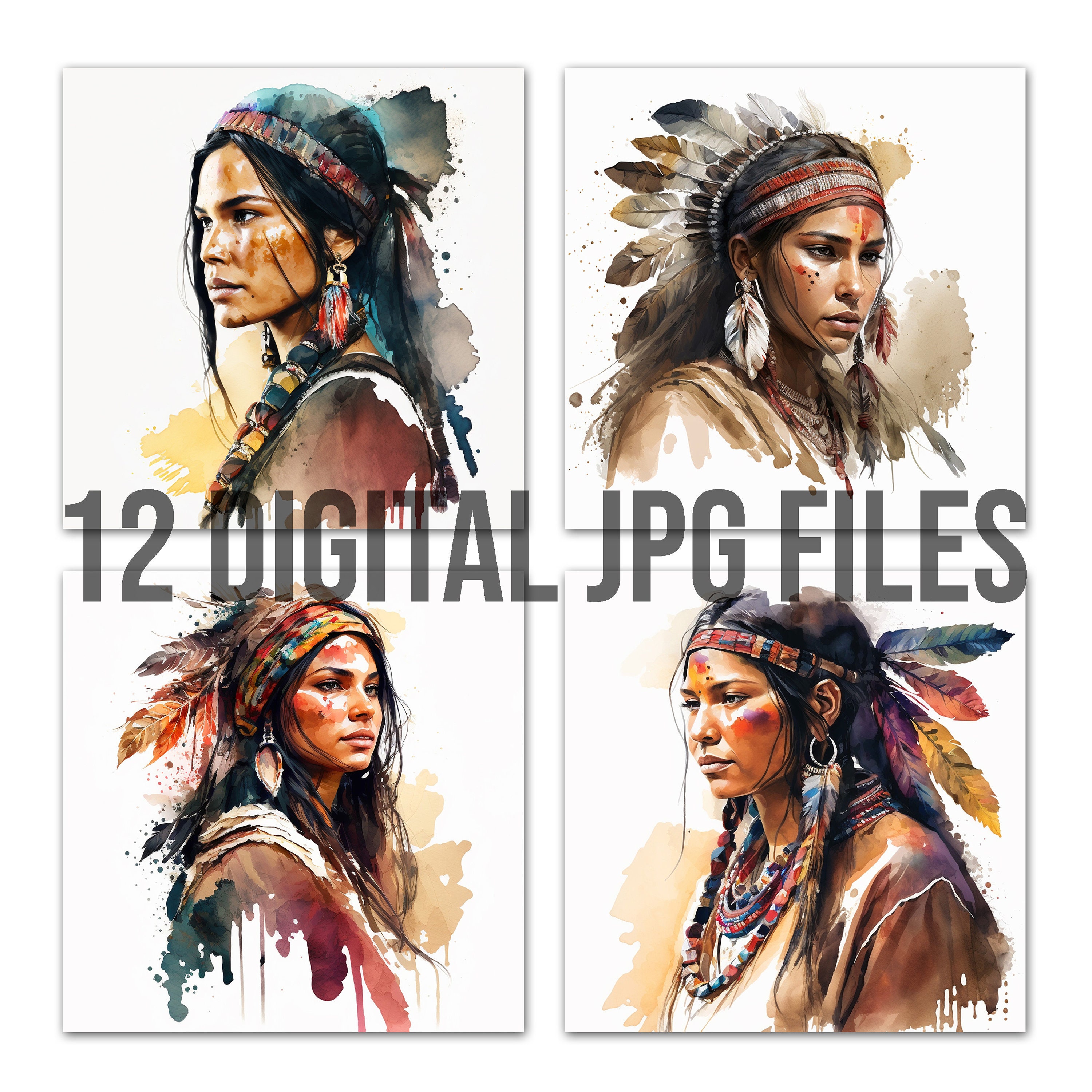 Watercolor Native American Woman Illustration Collection High Quality ...