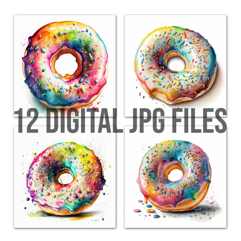 Watercolor Donuts Clipart, Dessert Clipart Bundle, Watercolor Painting ...