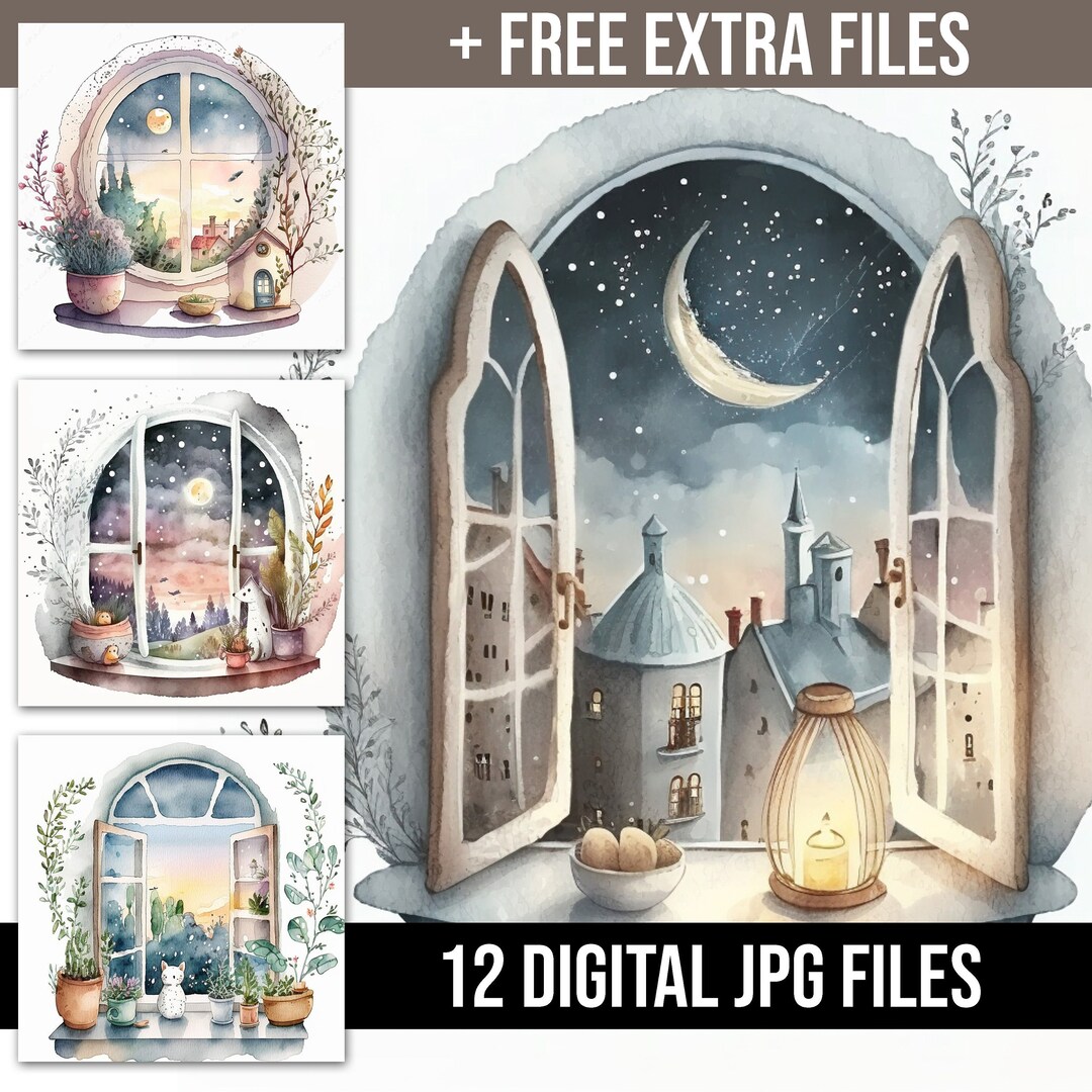Watercolor Views From Window Illustration Bundle Collection - Etsy