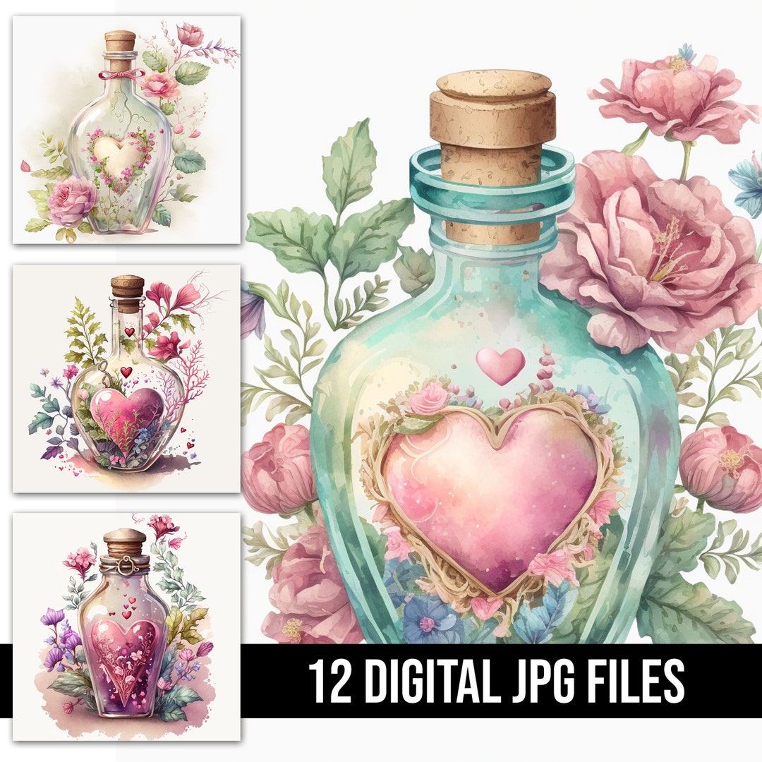 Digital Love Potion Print Bundle Romantic Wall Art Printable ...