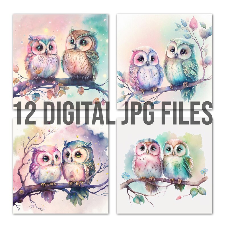 Mystical Owls Clip Art Instant Download Commercial Use - Etsy