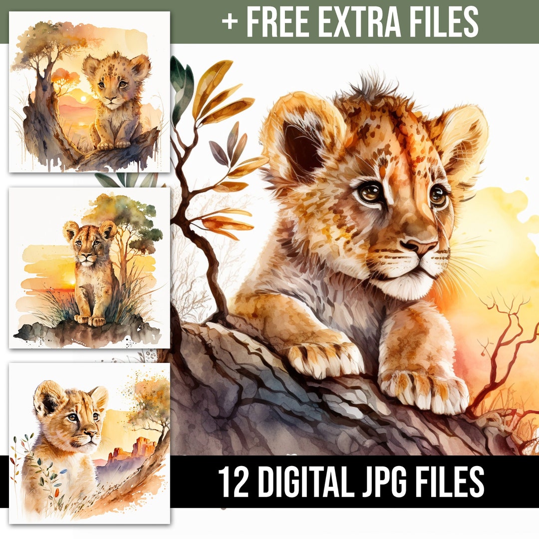 Baby Lion Clip Art, Paper Crafting, Baby Shower, Nursery Art, Lion Art ...