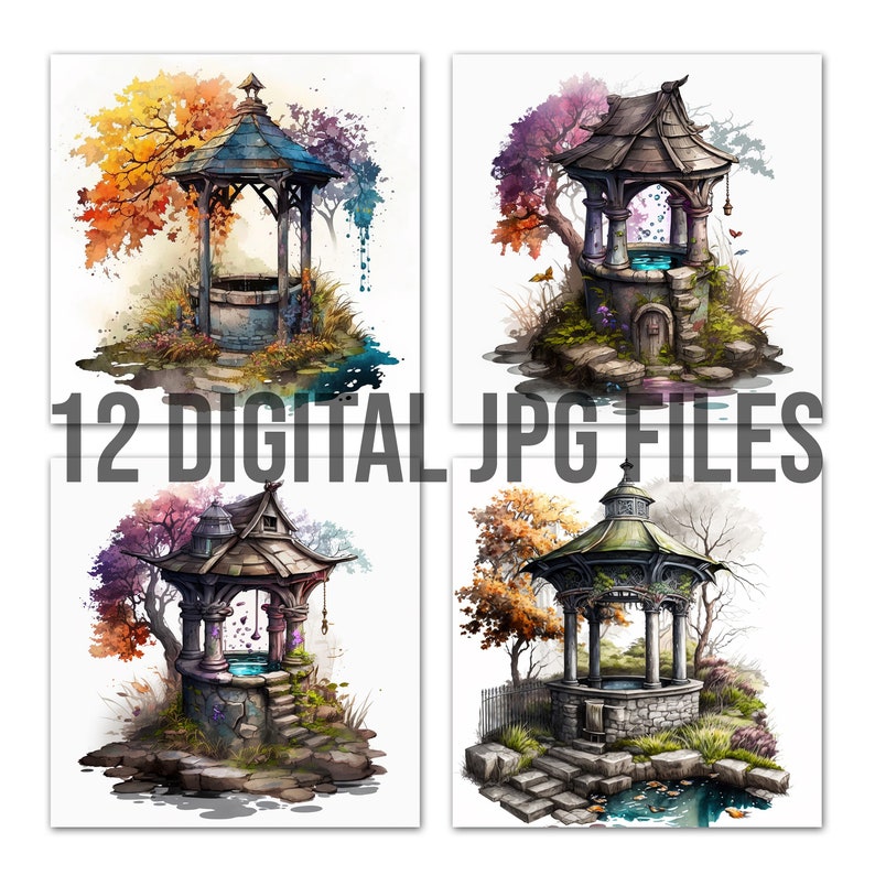 Watercolor Wishing Well Illustration Collection High Quality Wishing ...