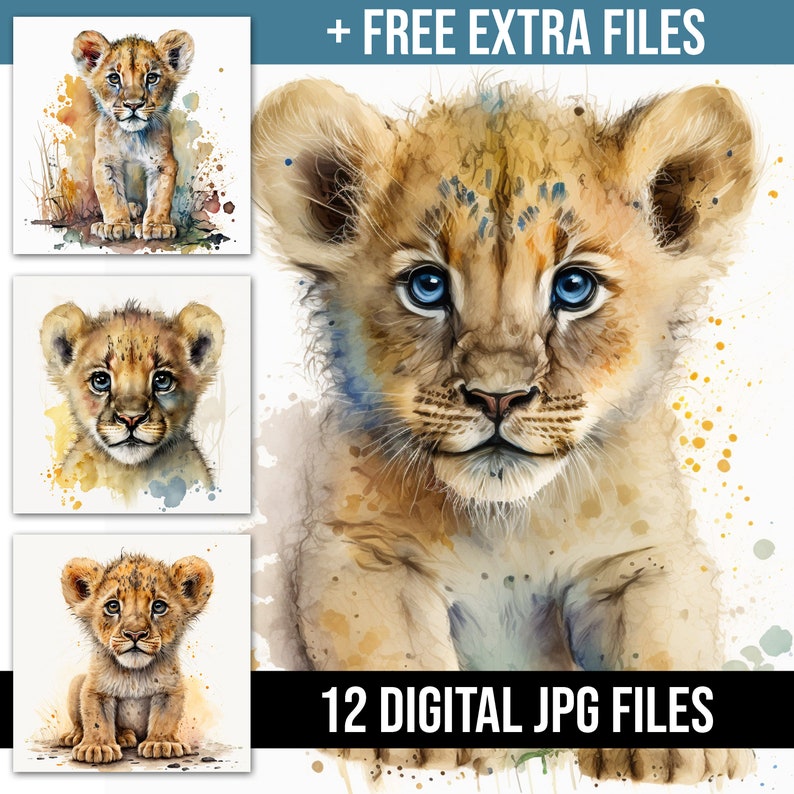 Lion Watercolor Clip Art Commercial Use African Animal - Etsy