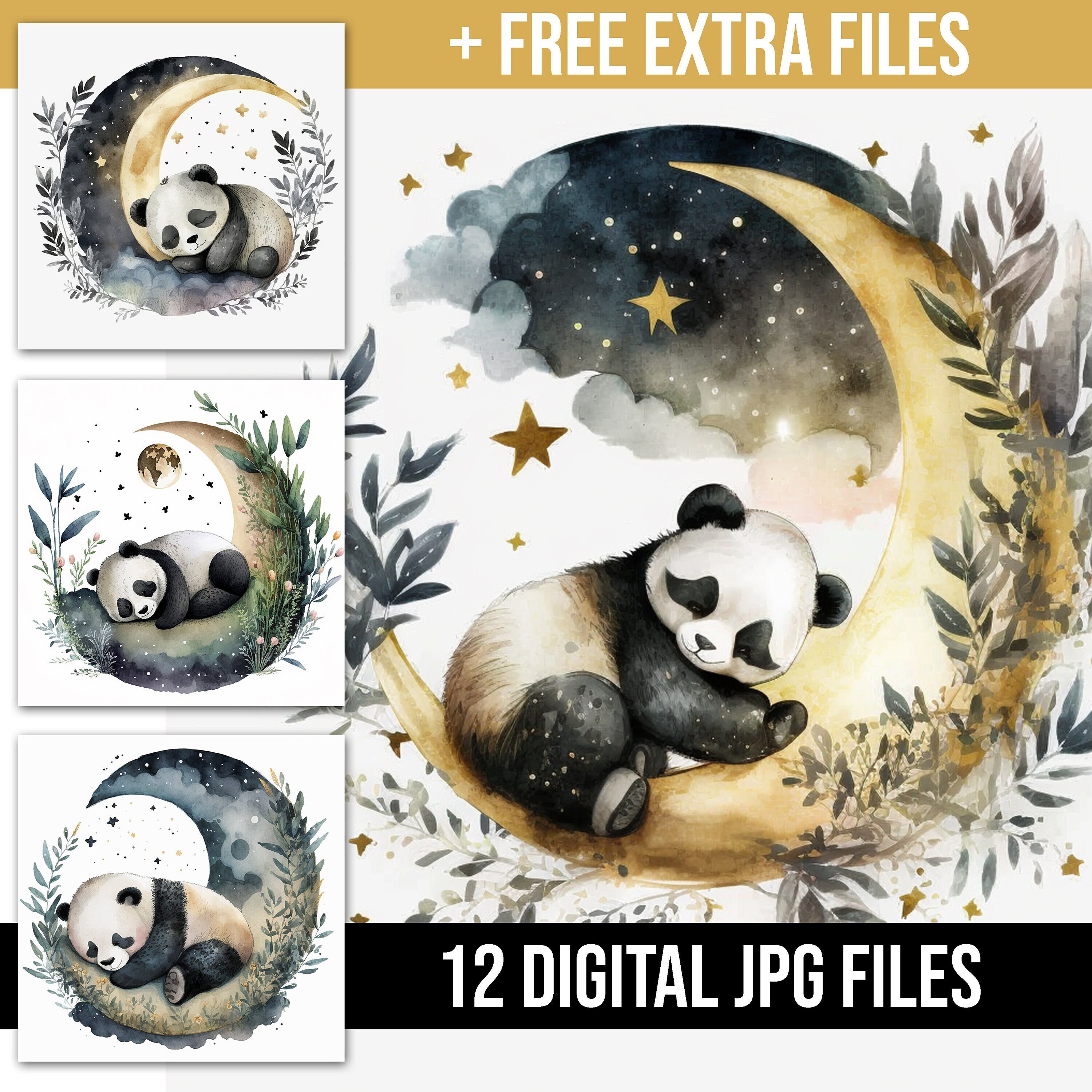 Baby Panda Clip Art, Watercolor Panda Clip Art, Cute Panda Clip Art ...