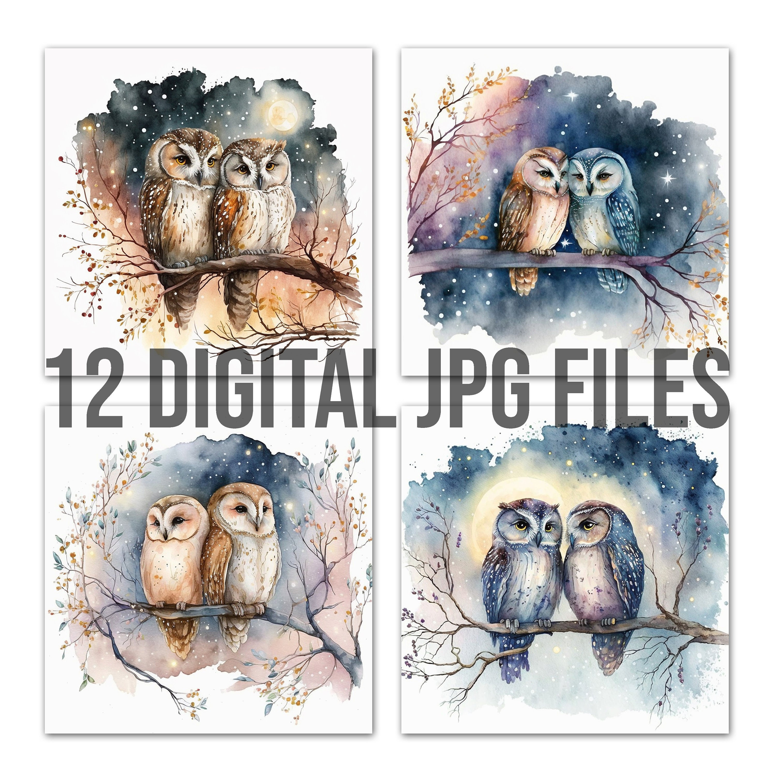 Owl Clip Art Watercolor, Clip Art for Commercial Use, Nursery Clip Art ...