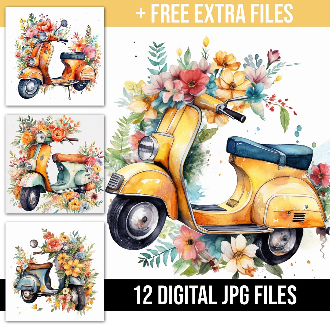 Motorbike Clip Art, Motorcycle Graphic, Motorcycle Clipart, Instant ...