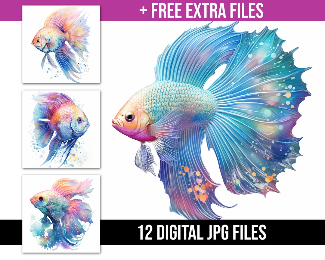 Fish Clipart, Commercial Use, Sea Creatures Clipart, Watercolor Clipart ...