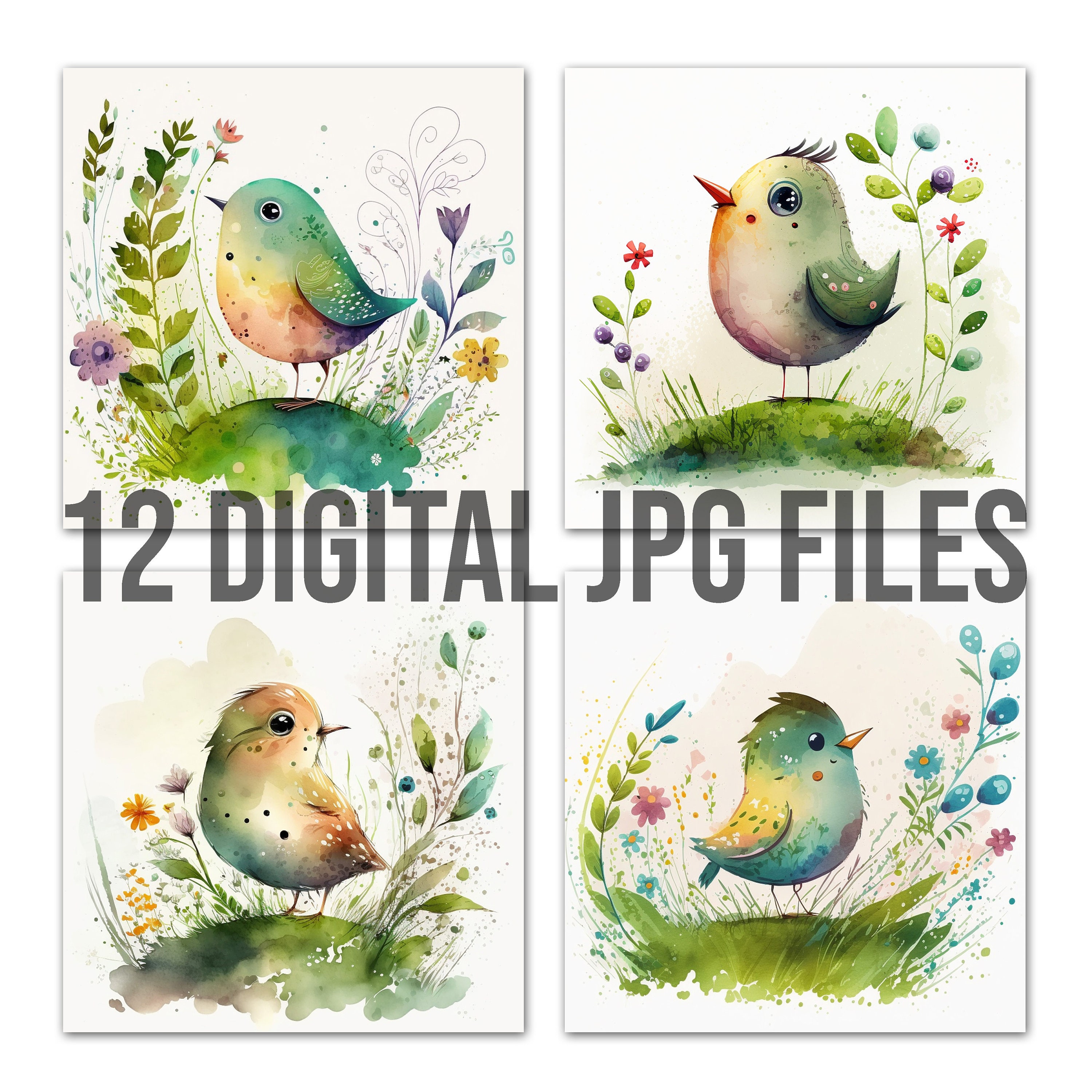 Spring Clip Art, Bird Jpg, Floral Clip Art, Watercolor Birds Clip Art ...