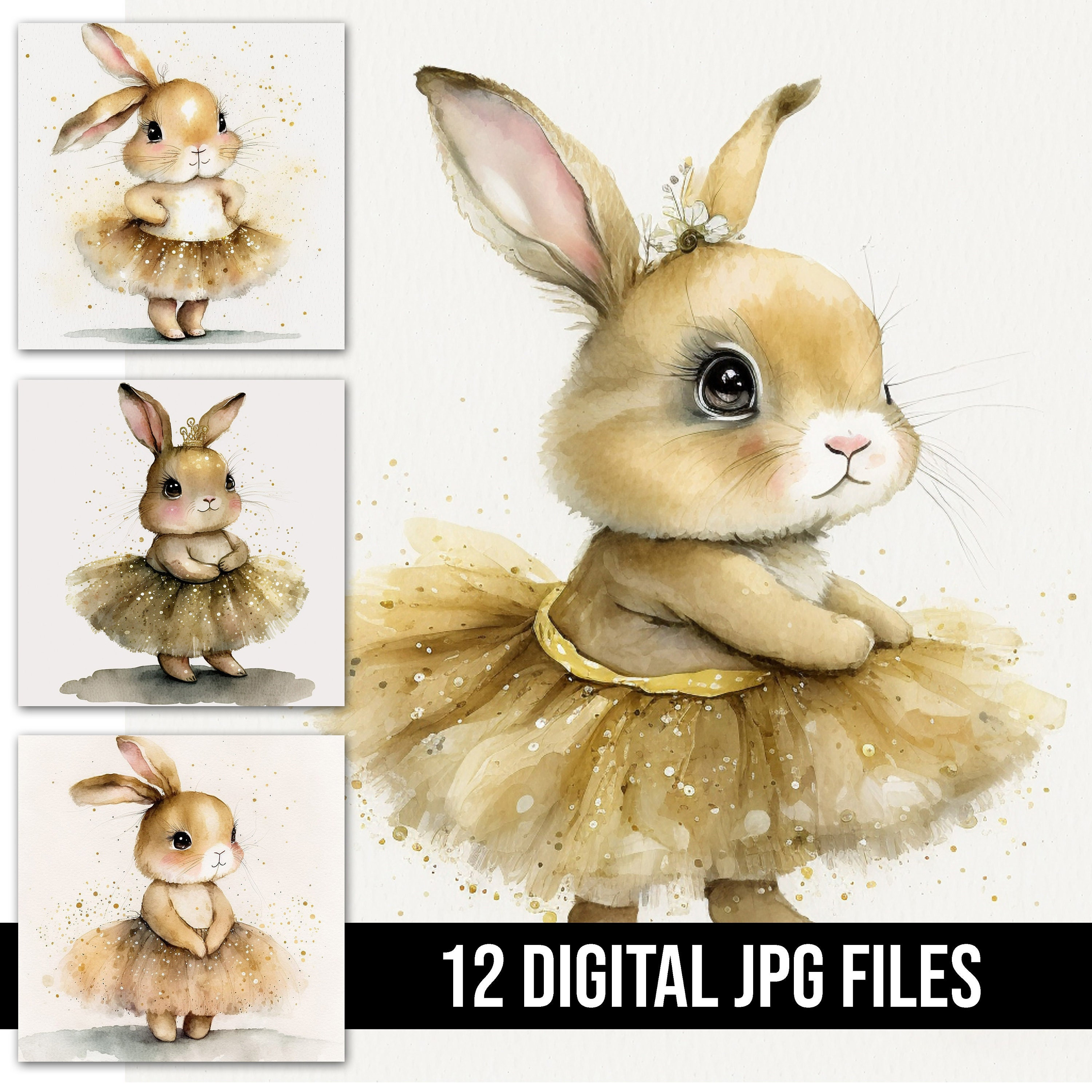 Watercolor Bunny Illustration Bundle Collection High Quality Bunny ...