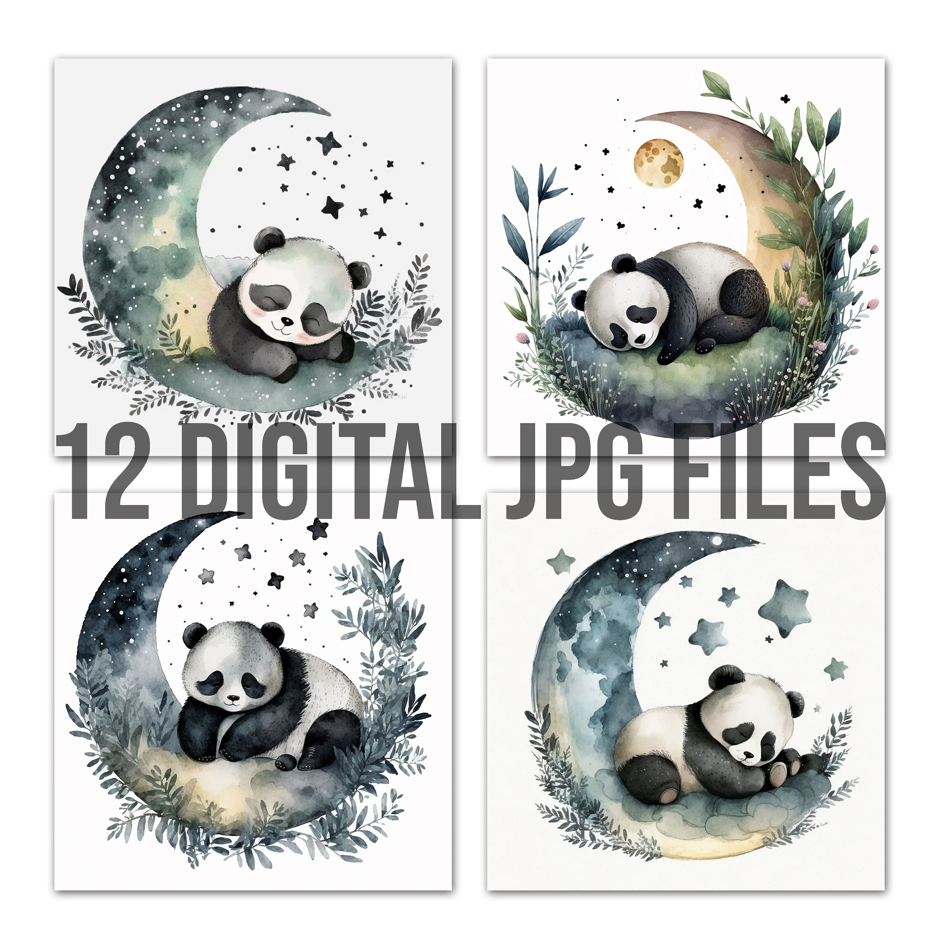 Baby Panda Clip Art, Watercolor Panda Clip Art, Cute Panda Clip Art ...