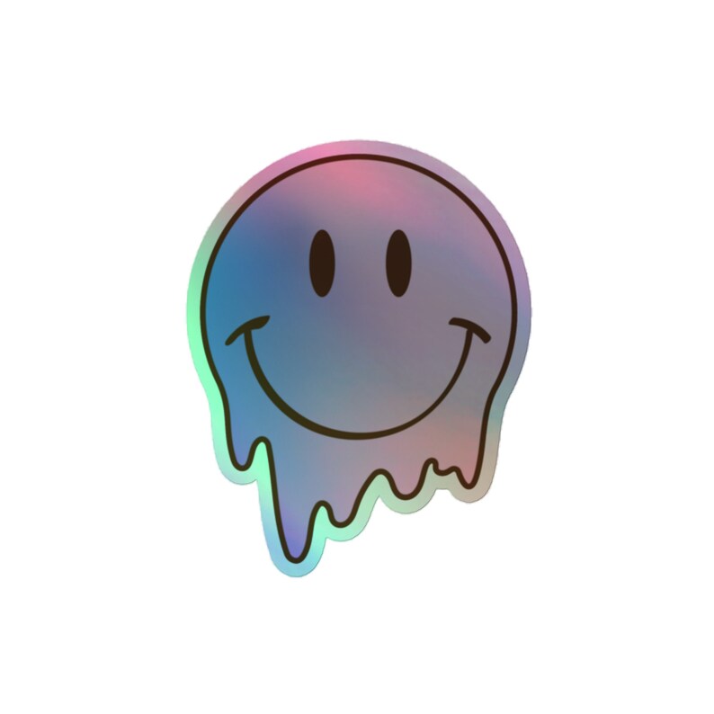 Retro Holographic Smiley Face Sticker, Retro Happy Face Decal, 3D ...