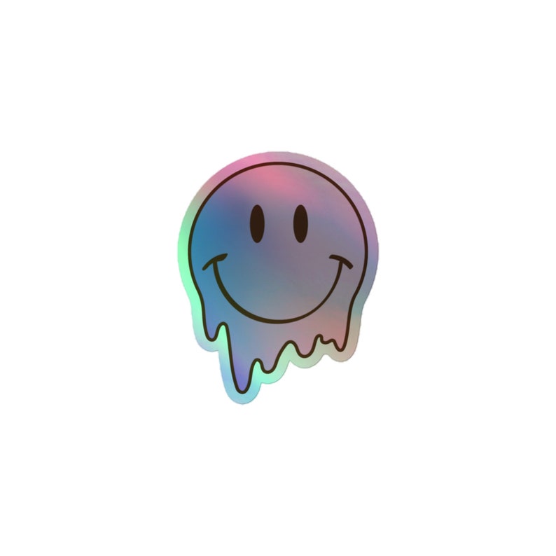 Retro Holographic Smiley Face Sticker, Retro Happy Face Decal, 3D ...