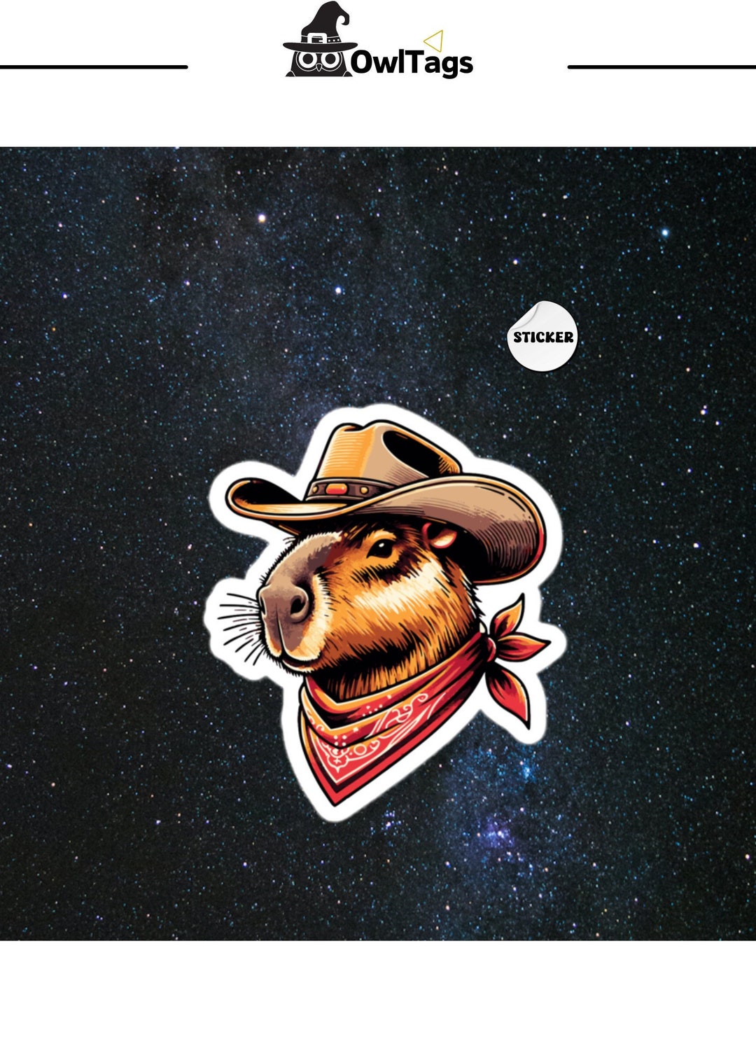 Retro Capybara Cowboy Kiss Cut Sticker, Capybara Sticker, Funny Animal ...