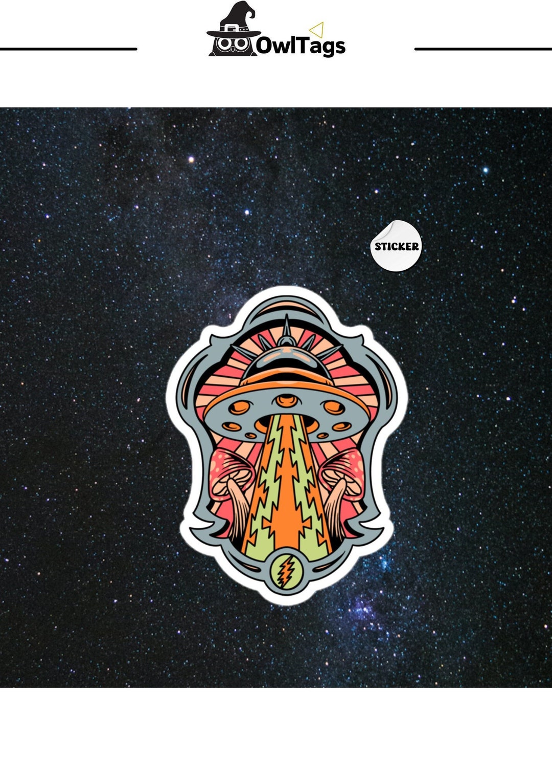 Retro U.F.O. Alien Kiss Cut Sticker, UFO Sticker, Alien Sticker, Laptop ...