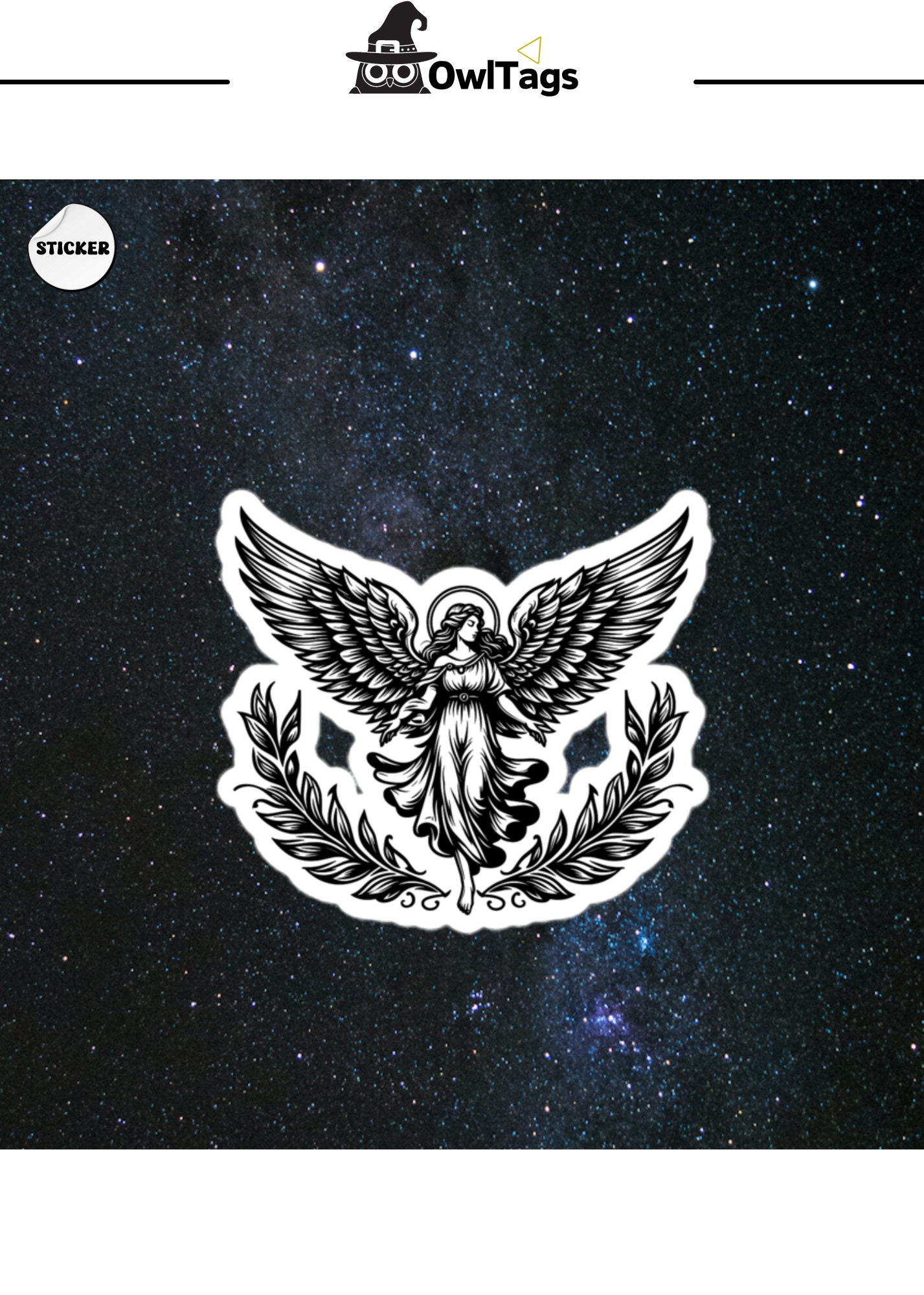 Retro Angel Wings Kiss Cut Sticker, Guardian Angel Sticker, Angel Wings ...