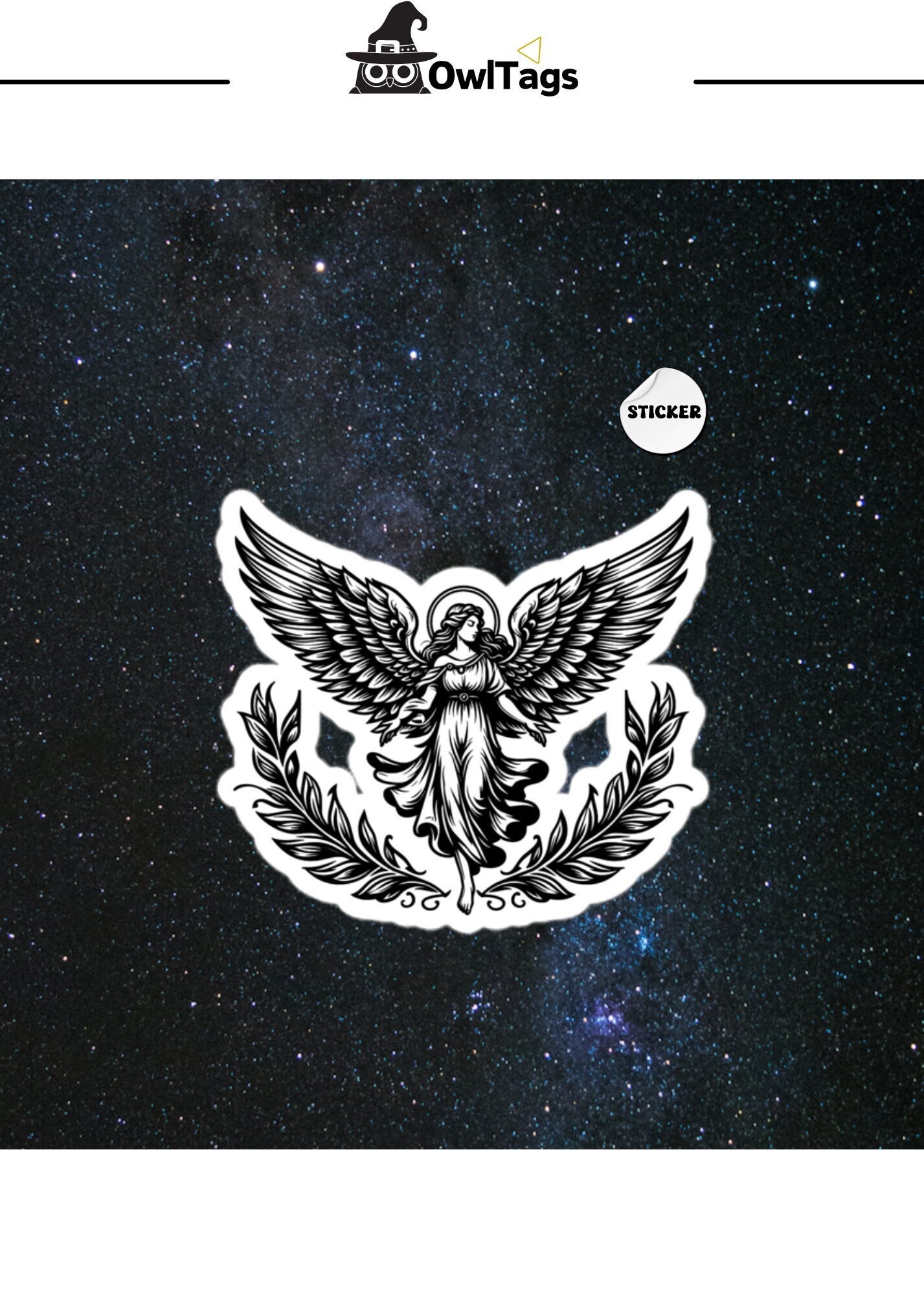 Retro Angel Wings Kiss Cut Sticker, Guardian Angel Sticker, Angel Wings ...