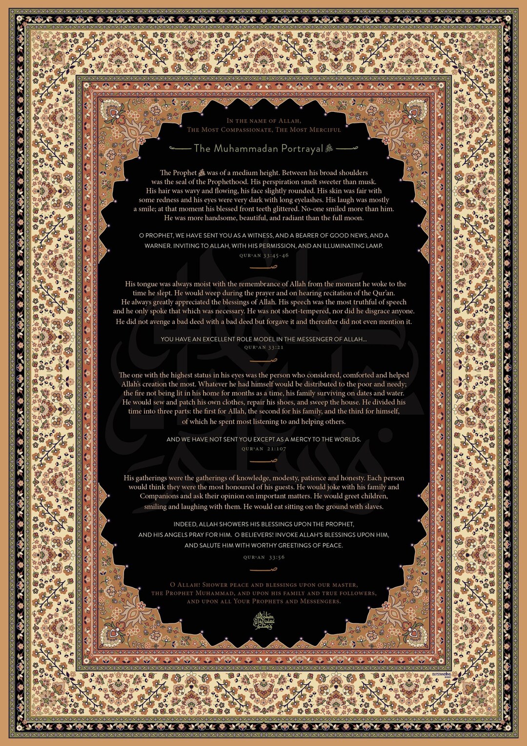 The Muhammadan Portrayal Poster - English Version of the Hilya Sharif ...