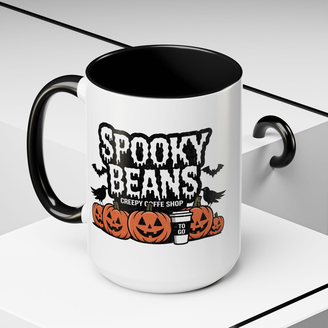 Spooky Beans Mug – Halloween Coffee Cup With Jack-o’-lanterns, Bats ...