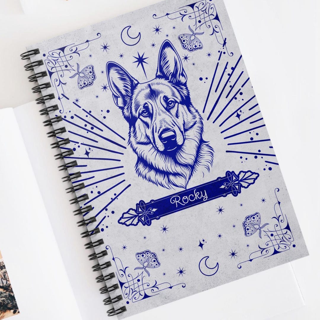 Personalized German Shepherd Spiral Notebook - Ruled Line, Vintage ...