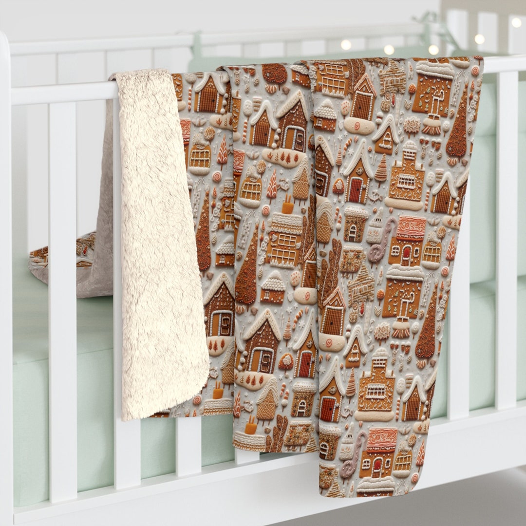 Gingerbread House Christmas Blanket Cute Pastel X-mas Sherpa - Etsy