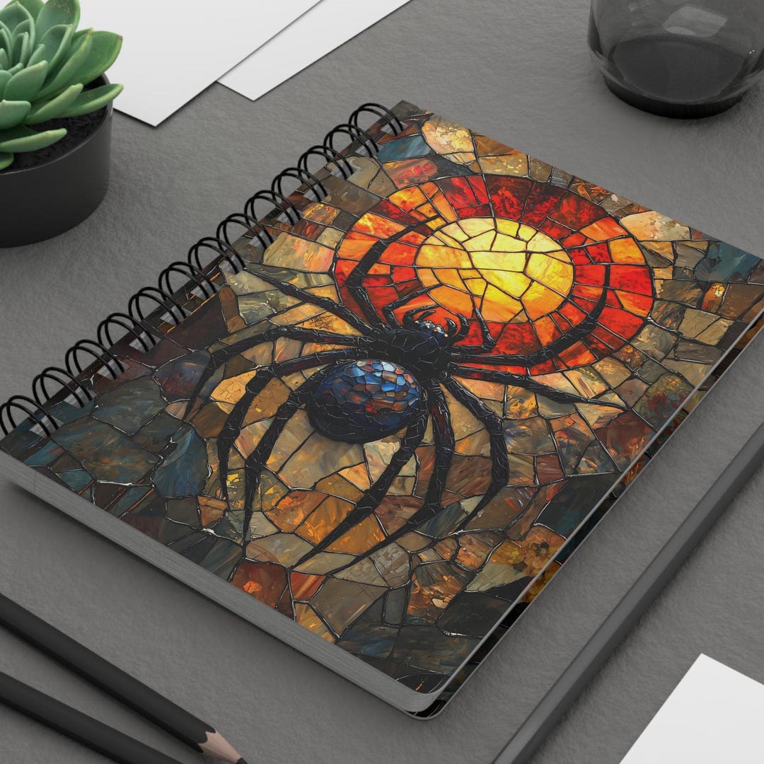 Spider Stained Glass Window Spiral Bound Journal Dreamy Design Diary ...