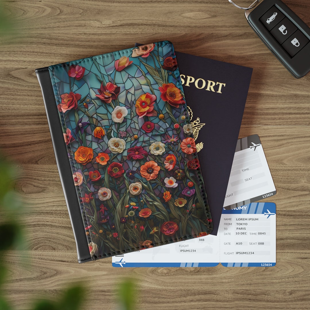 Vintage Flowers Passport Cover With Inner Pockets 3d Look Boho RFID ...
