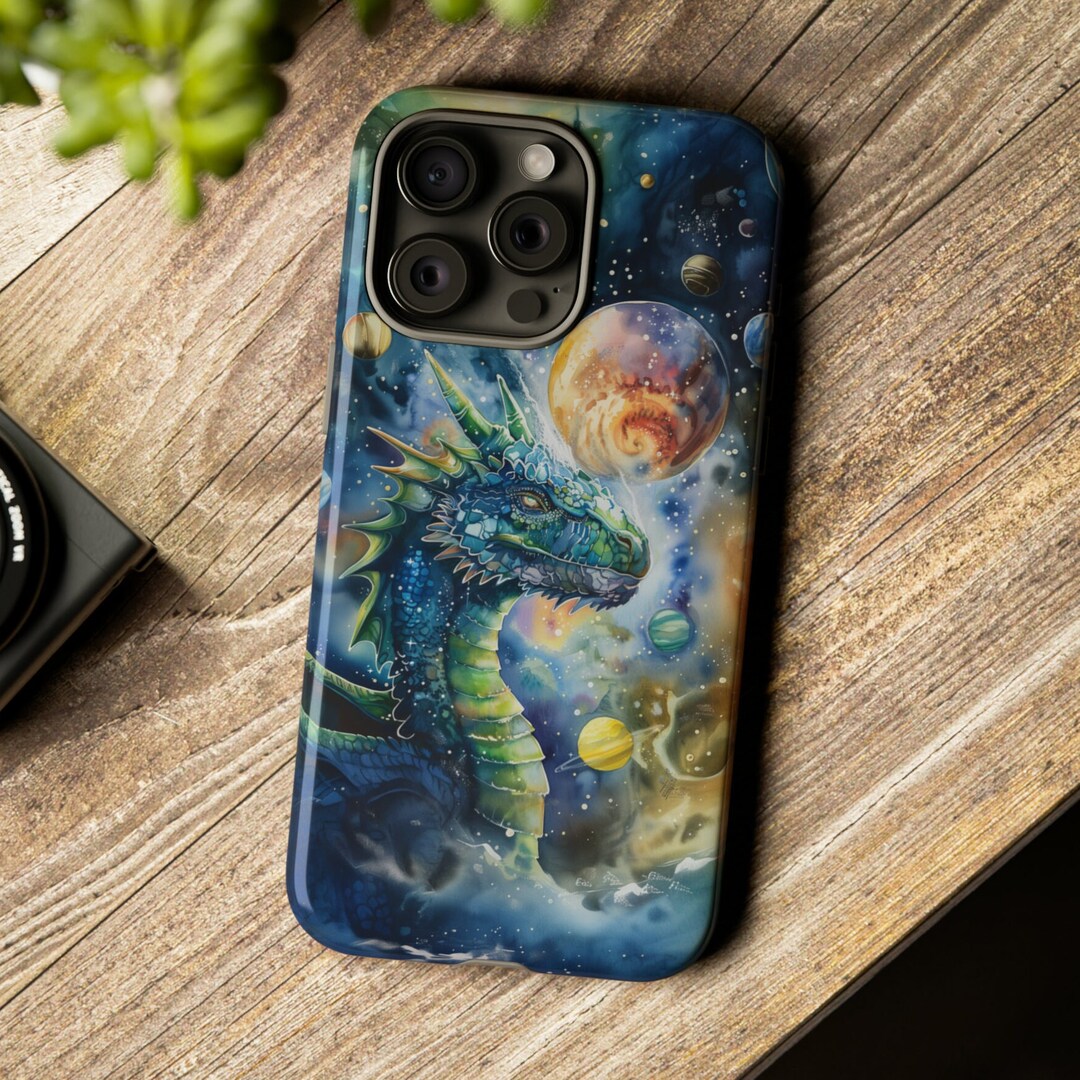 Watercolor Blue Dragon Phone Case Cute Bookish Dragon Charm Phone Cover ...