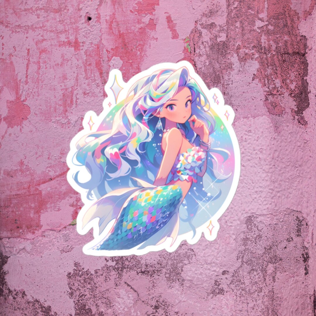 Cute Mermaid Sticker, Mermaid Art, Mermaid Lover, Laptop Sticker, Phone ...