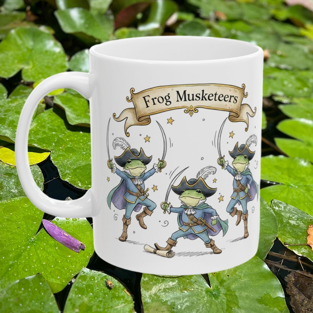 Frog Musketeers Mug, Cute Frog Coffee Mug, Literary Frog Mug, Fantasy ...