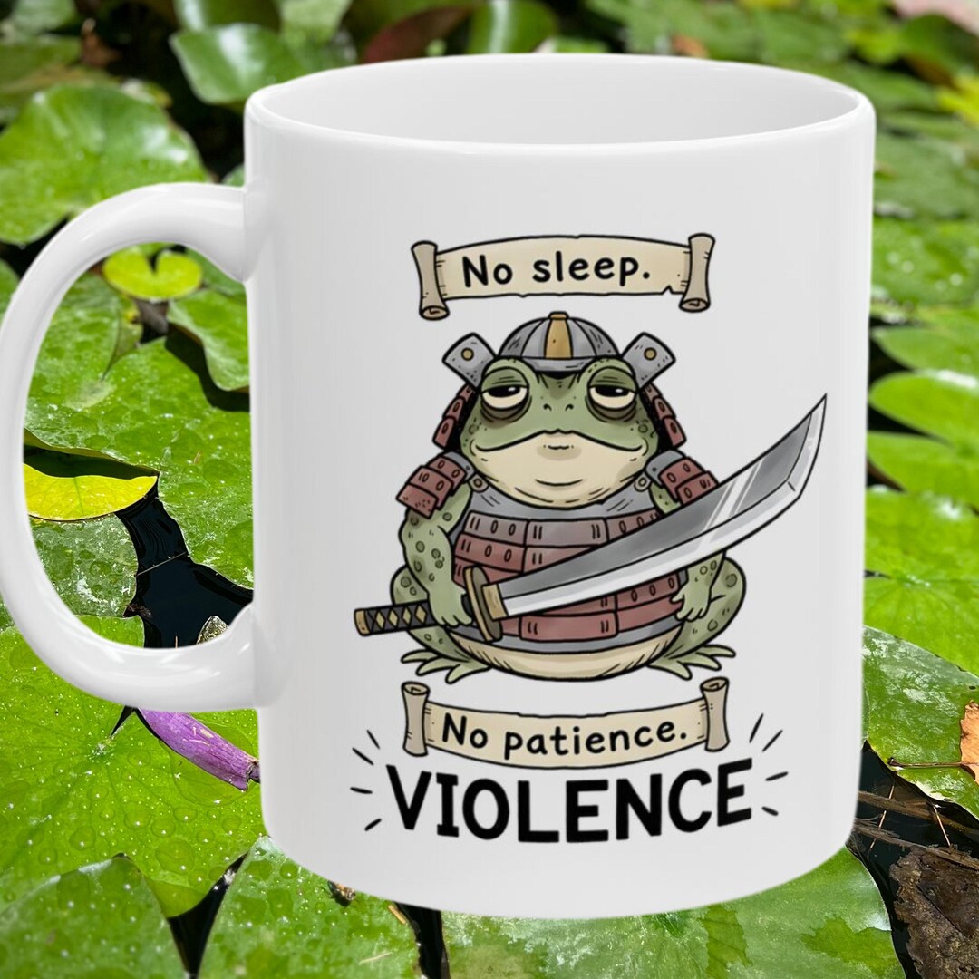 No Sleep No Patience Frog Mug, Grumpy Samurai Frog Coffee Cup, Funny ...