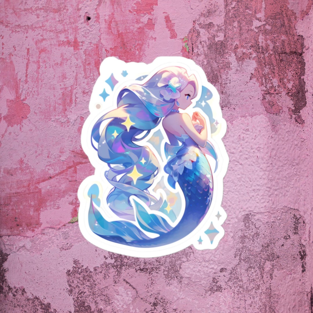 Cute Mermaid Sticker, Mermaid Art, Mermaid Lover, Laptop Sticker, Phone ...