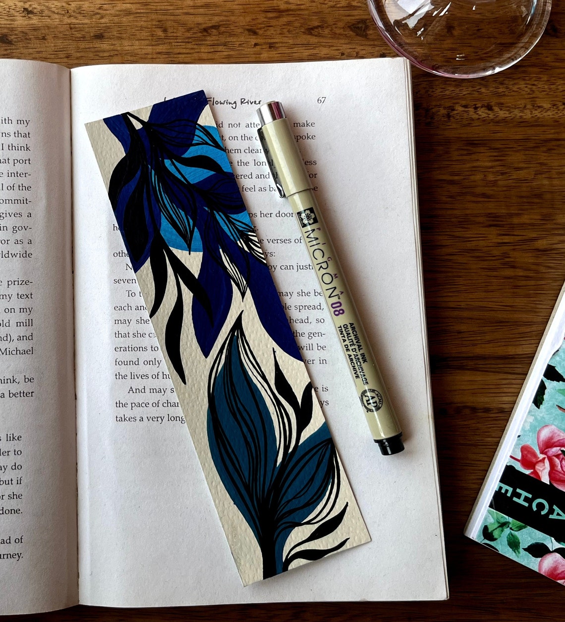 Minimal Boho Blue Aesthetic Bookmark Boho Style Bookmark Gift for Book ...