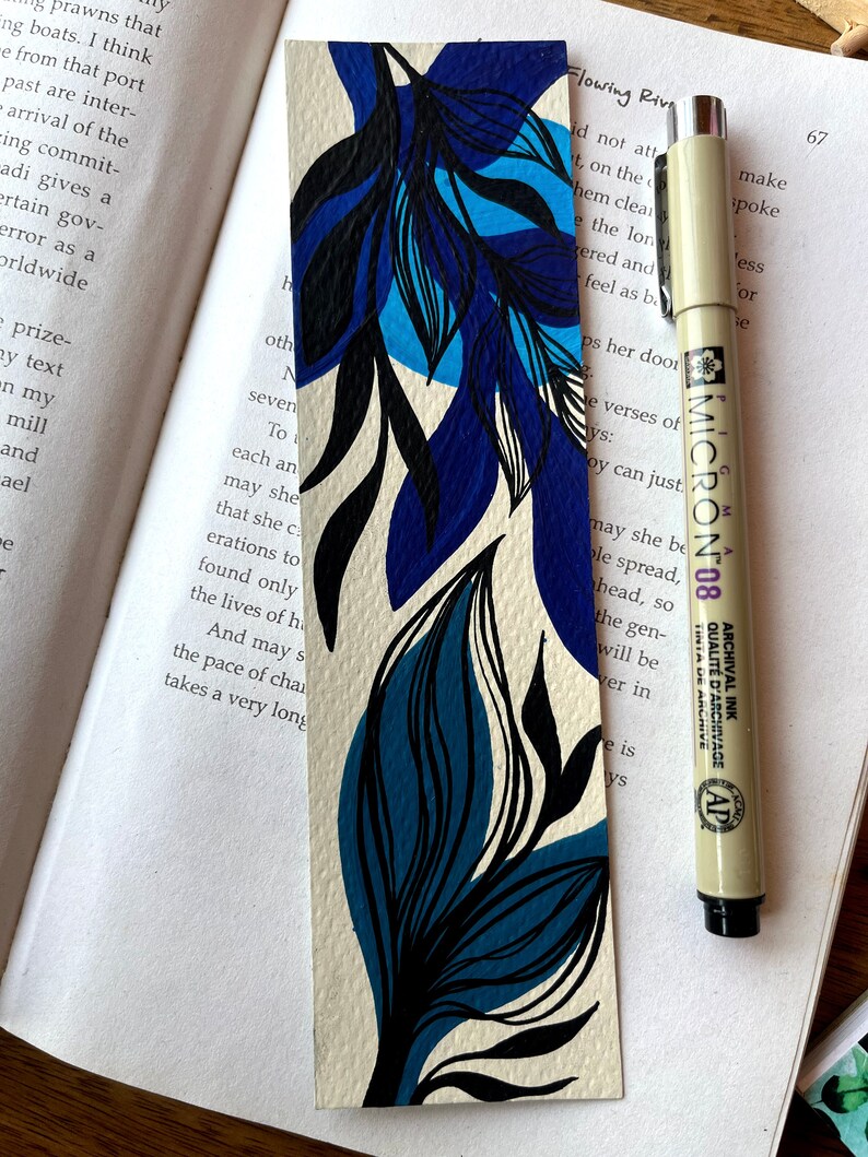 Minimal Boho Blue Aesthetic Bookmark Boho Style Bookmark Gift for Book ...