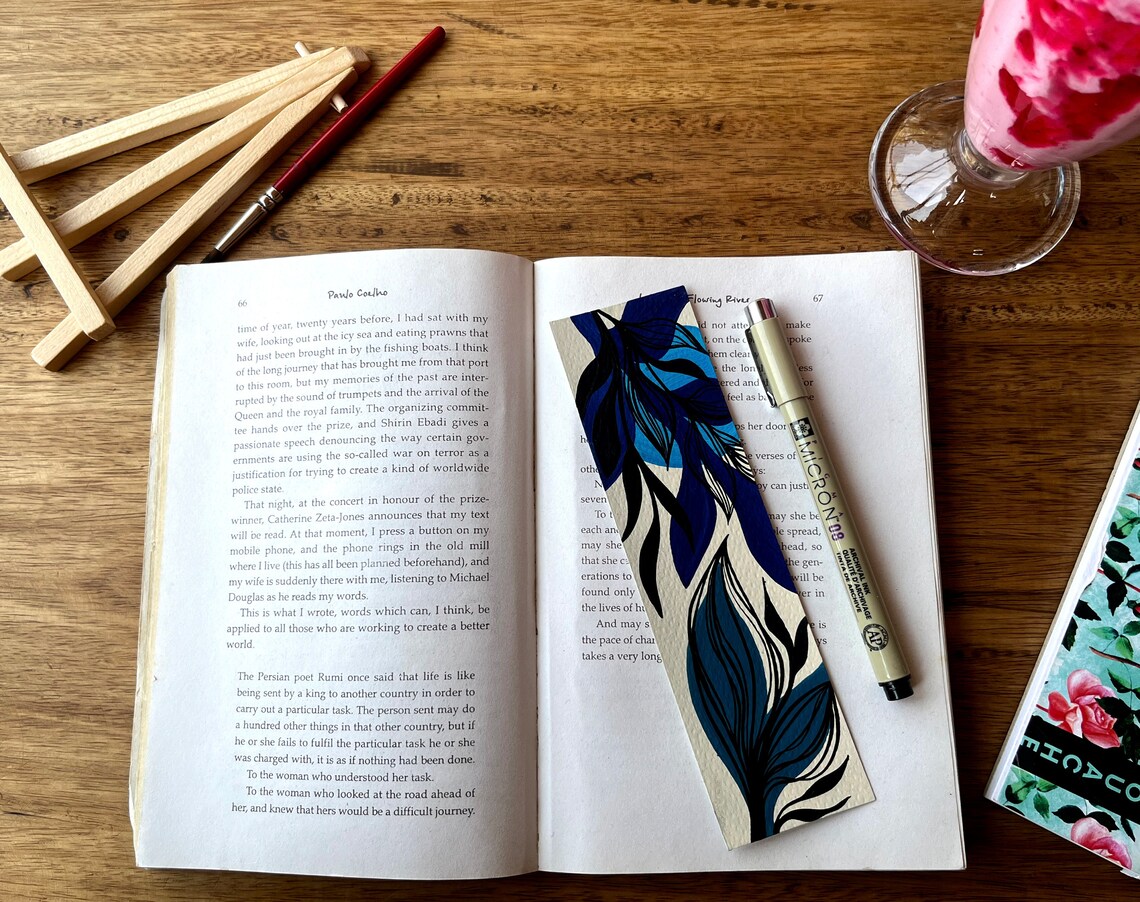 Minimal Boho Blue Aesthetic Bookmark Boho Style Bookmark Gift for Book ...